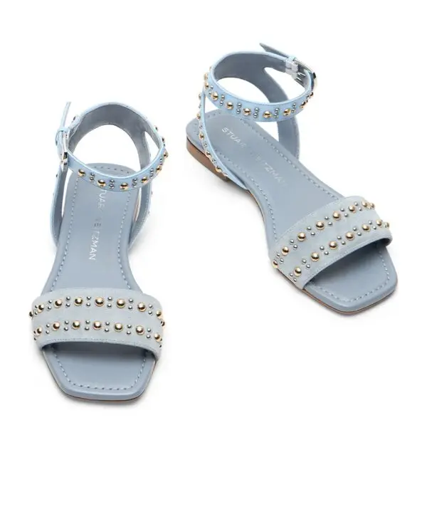 STUART WEITZMAN Perry Studded Flat Sandals - Breeze Blue