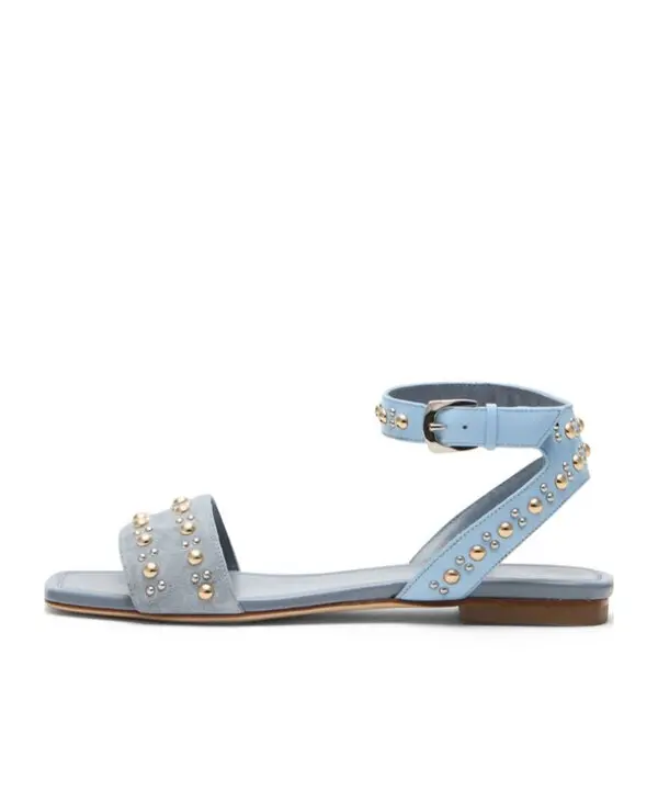 STUART WEITZMAN Perry Studded Flat Sandals - Breeze Blue