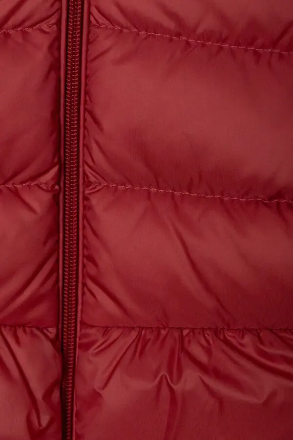 Moncler Long-sleeved Hooded Down Jacket With Ruffle Trim - Pink