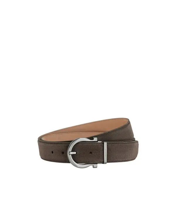 FERRAGAMO Gancini Buckle Belt - Elephant Grey