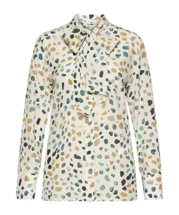 Marella Long-sleeved Printed Shirt With Detachable Neck Tie - No