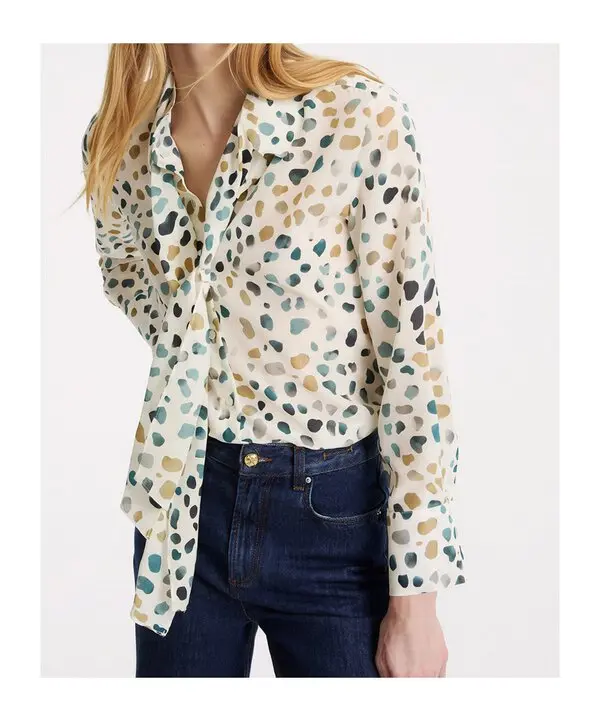 Marella Long-sleeved Printed Shirt With Detachable Neck Tie