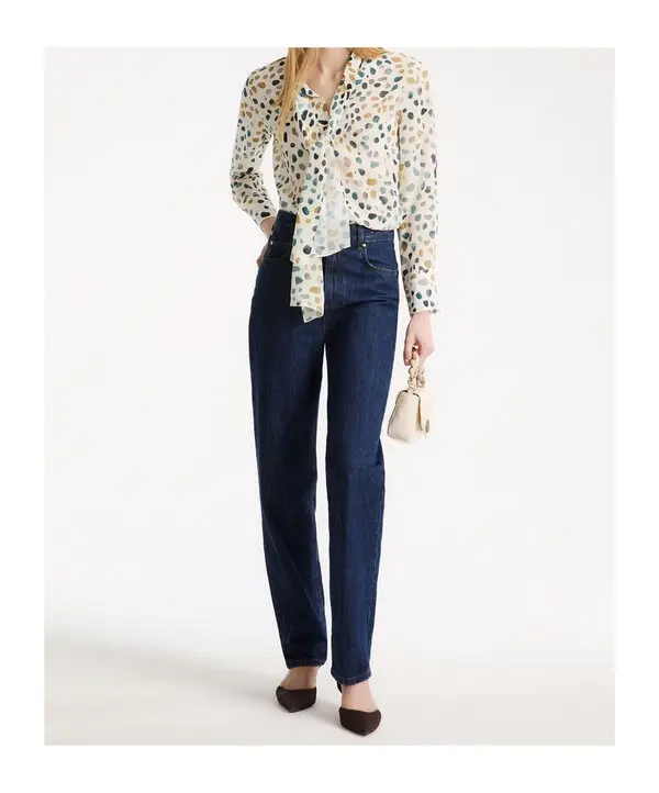 Marella Long-sleeved Printed Shirt With Detachable Neck Tie