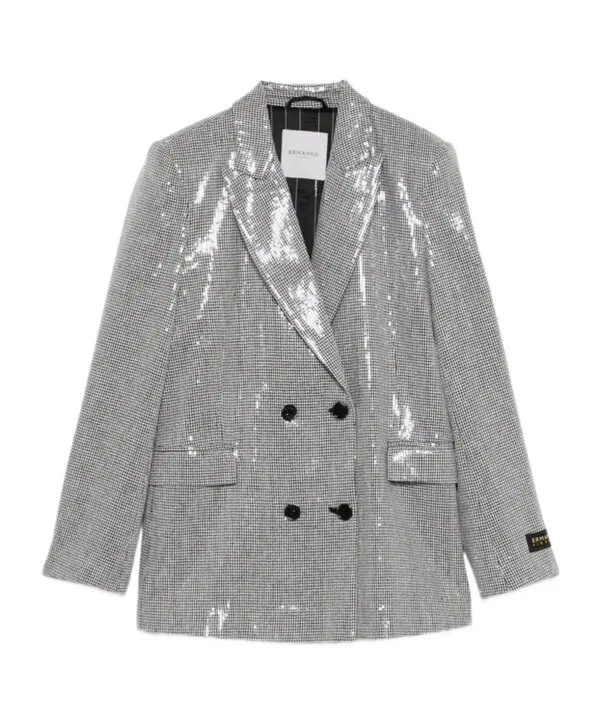 ERMANNO FIRENZE Sequin-embellished Double-breasted Blazer