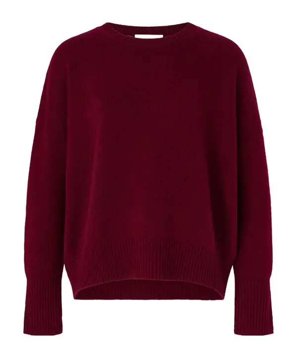 LISA YANG Cashmere Crew-neck Sweater With High-low Hem - Deep Plum