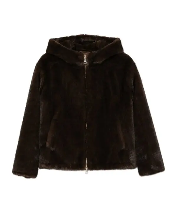 ERMANNO FIRENZE Hooded Zip-fastening Faux Fur Jacket