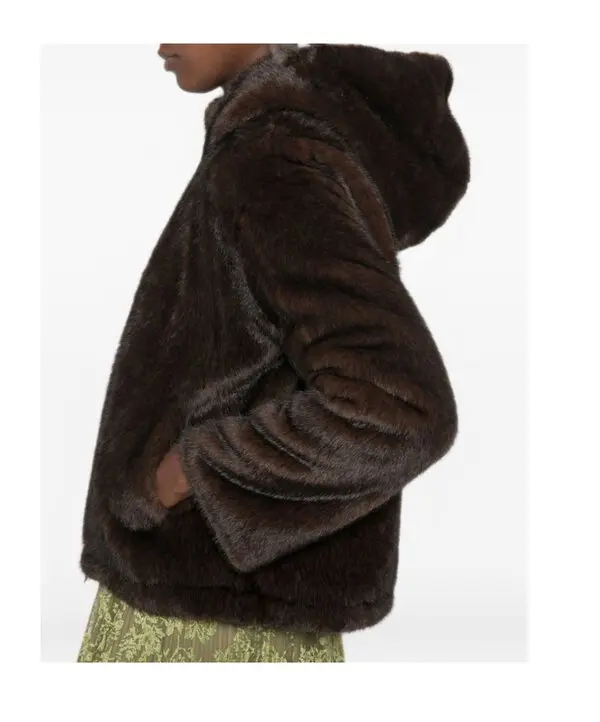 ERMANNO FIRENZE Hooded Zip-fastening Faux Fur Jacket