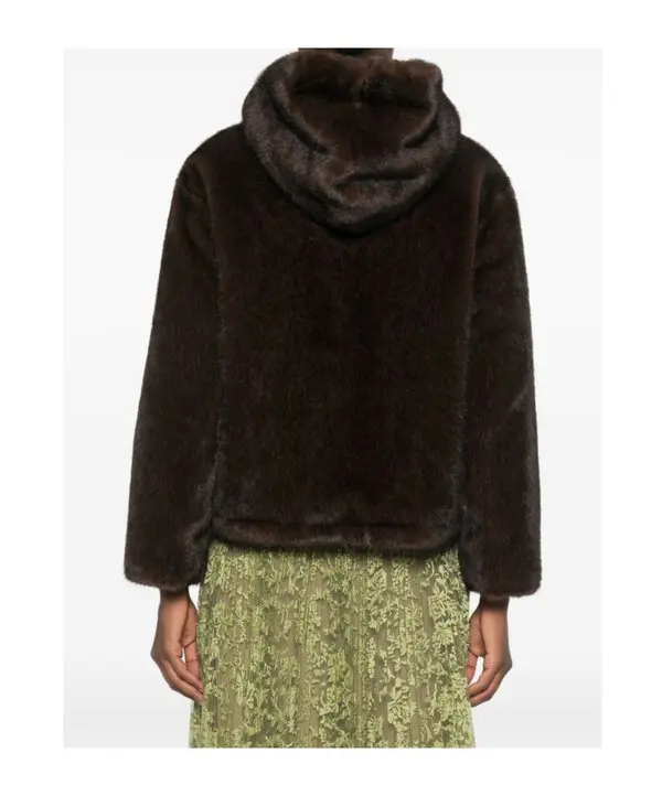 ERMANNO FIRENZE Hooded Zip-fastening Faux Fur Jacket