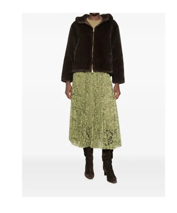 ERMANNO FIRENZE Hooded Zip-fastening Faux Fur Jacket