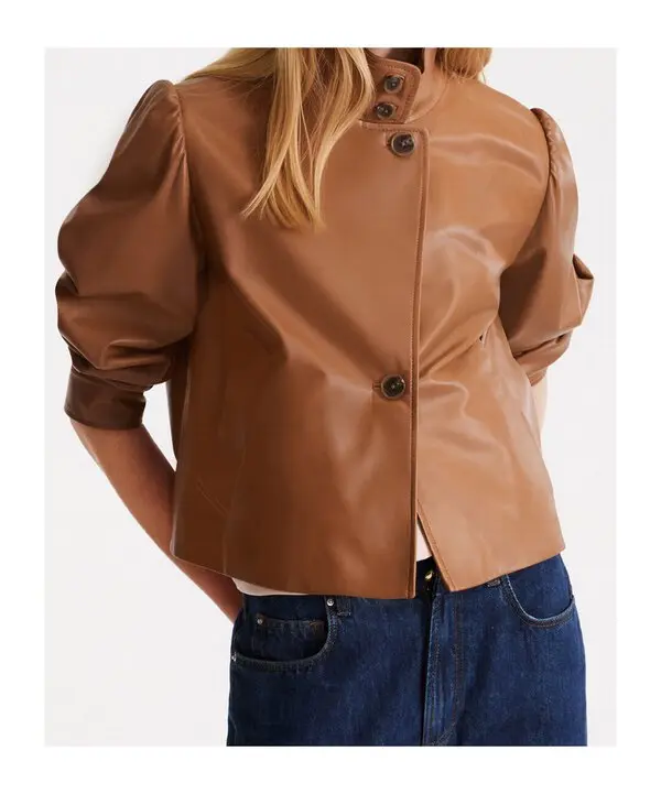 Marella Button-front Leather Jacket