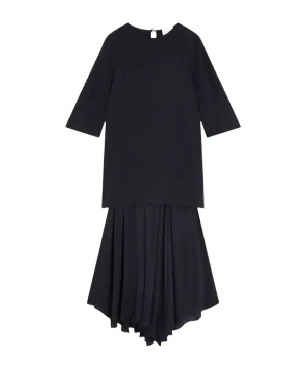 SEMICOUTURE Short-sleeved Paneled Dress With Pleats
