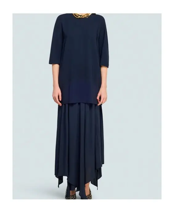 SEMICOUTURE Short-sleeved Paneled Dress With Pleats