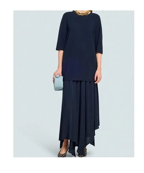 SEMICOUTURE Short-sleeved Paneled Dress With Pleats