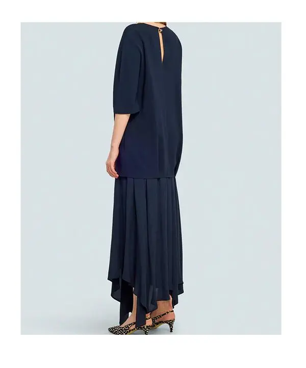 SEMICOUTURE Short-sleeved Paneled Dress With Pleats