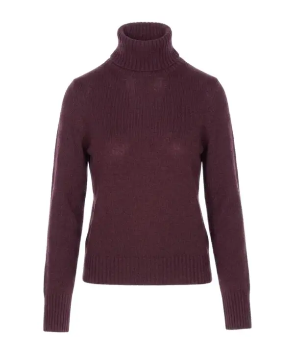 ALLUDE Turtleneck Knit Top With Ribbed Cuffs And Hem