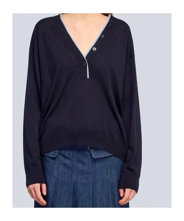 SEMICOUTURE V-neck Sweater With Decorative Buttons