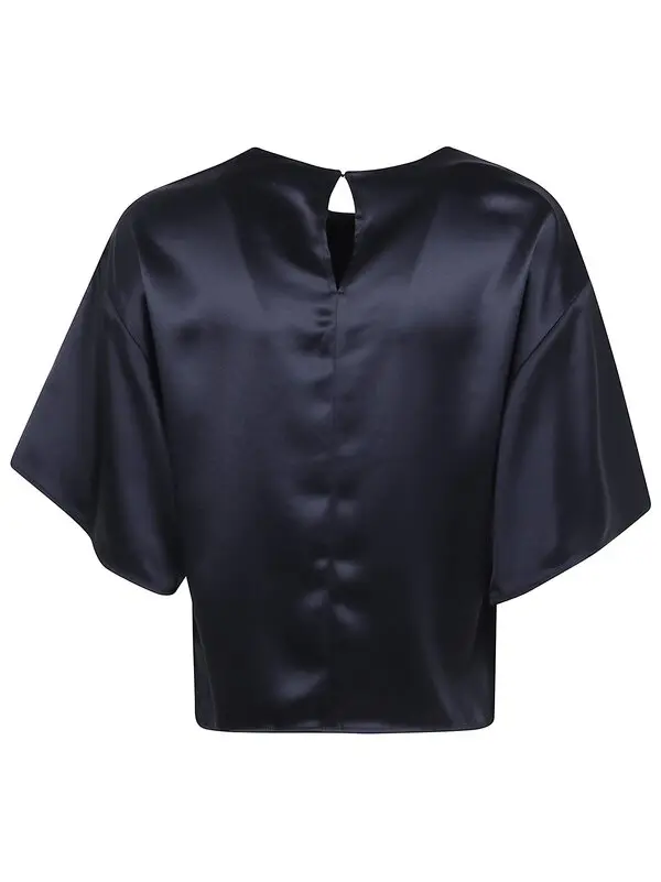 Simkhai Satin Short Sleeve Crewneck Top - Black