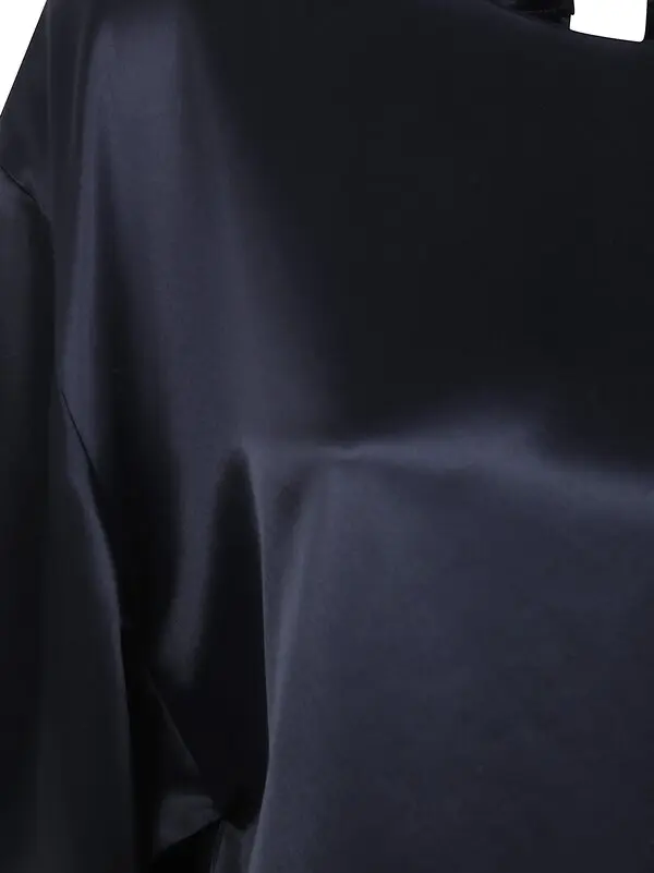 Simkhai Satin Short Sleeve Crewneck Top - Black