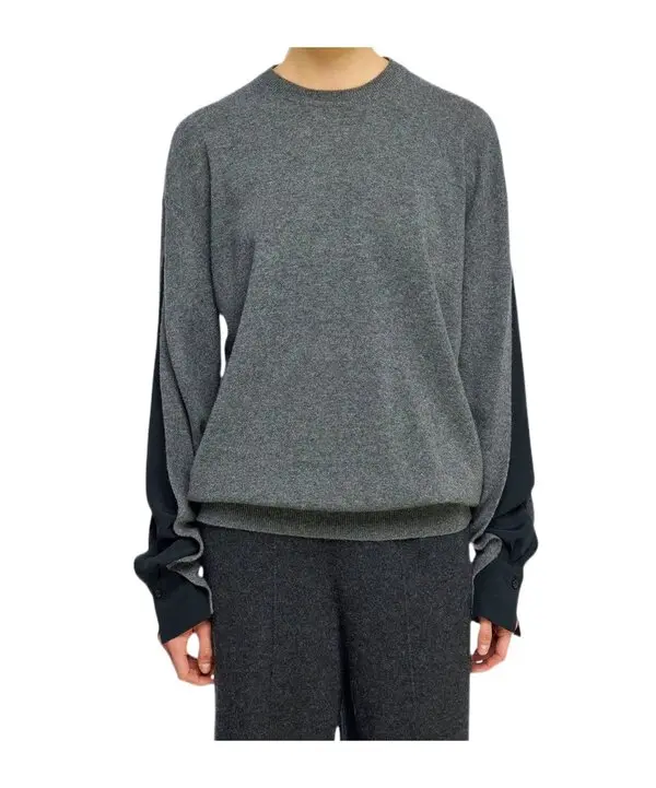 SEMICOUTURE Crew Neck Sweater With Silk Paneling