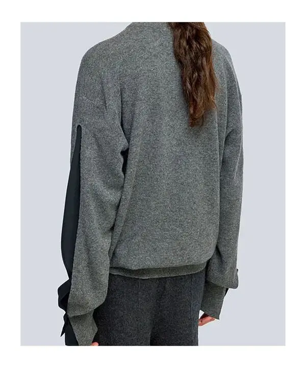 SEMICOUTURE Crew Neck Sweater With Silk Paneling