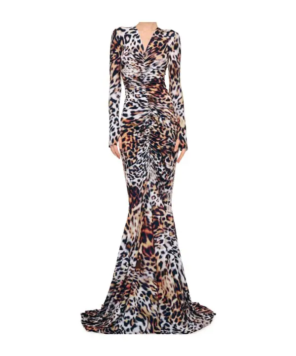 Norma Kamali Pleated-front Fishtail Gown