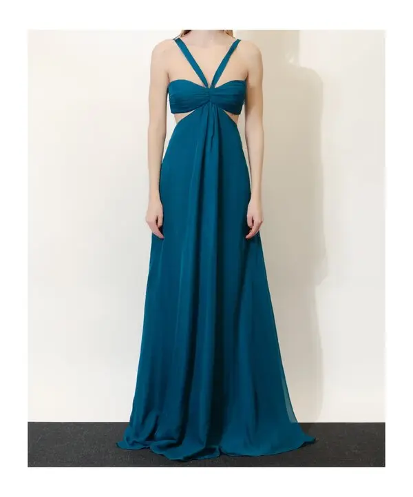 Retrofete Meira Chiffon Gown - Blue-green