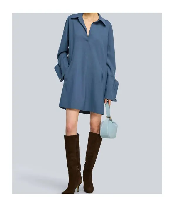 SEMICOUTURE V-neck Long Sleeve Mini Dress
