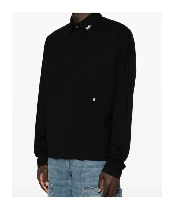 Rhude Logo-embroidered Long-sleeve Polo Shirt