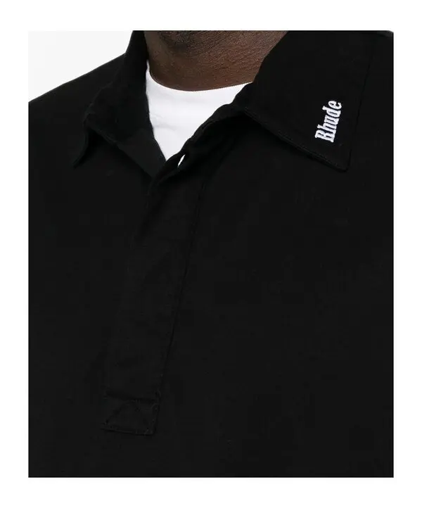 Rhude Logo-embroidered Long-sleeve Polo Shirt
