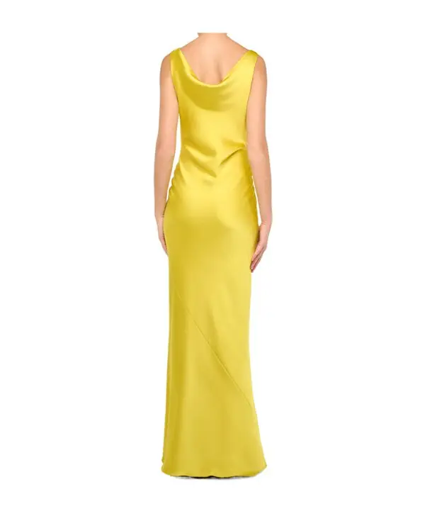 Norma Kamali Maria Long Draped Gown - Tranquility Yellow