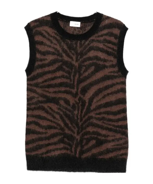 P.a.r.o.s.h Zebra-pattern Knitted Vest - Black/brown