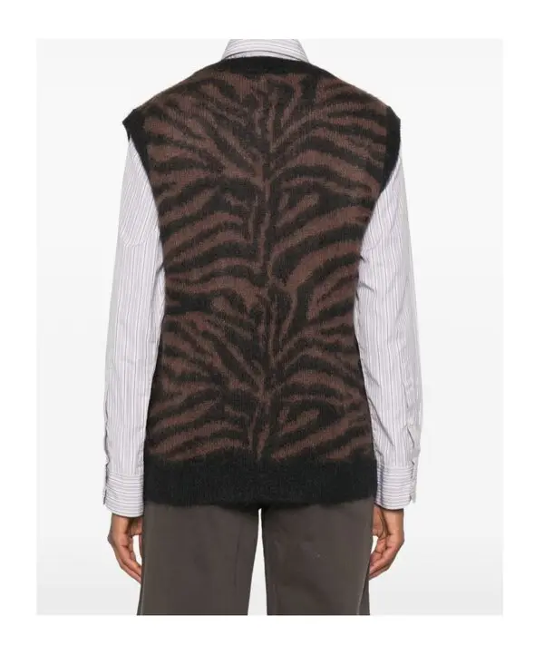 P.a.r.o.s.h Zebra-pattern Knitted Vest - Black/brown