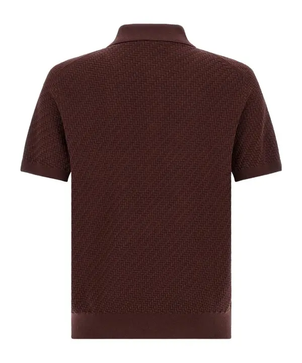 Brioni Trama Textured Knit Polo Shirt