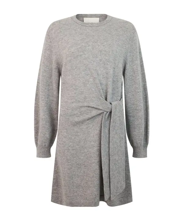 LISA YANG Knitted Dress With Side Draping - Light Gray