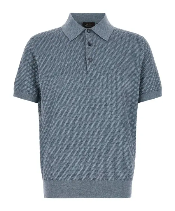 Brioni Woven Pattern Knitted Polo Shirt