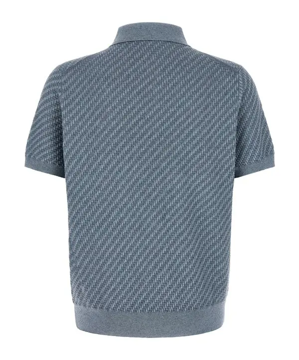 Brioni Woven Pattern Knitted Polo Shirt