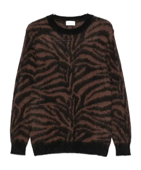 P.a.r.o.s.h Zebra-patterned Crew Neck Sweater - Brown/black