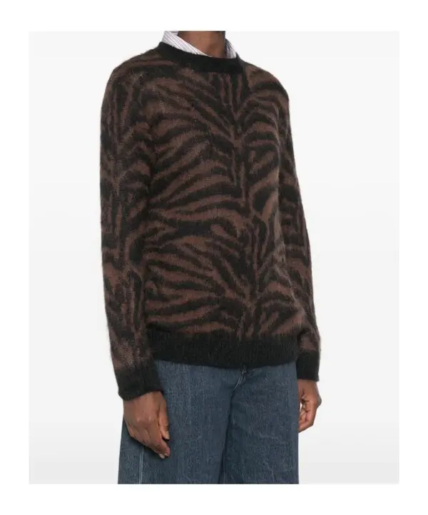 P.a.r.o.s.h Zebra-patterned Crew Neck Sweater - Brown/black
