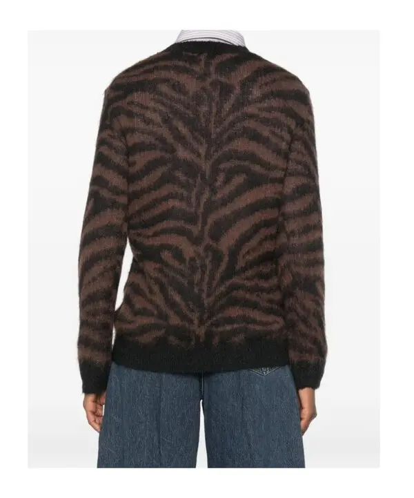 P.a.r.o.s.h Zebra-patterned Crew Neck Sweater - Brown/black