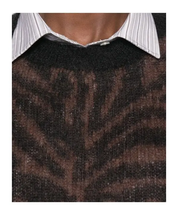 P.a.r.o.s.h Zebra-patterned Crew Neck Sweater - Brown/black