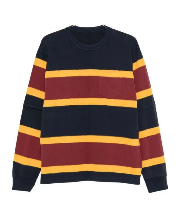 Sacai Striped Knit Layered Sleeve Sweater