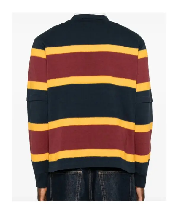 Sacai Striped Knit Layered Sleeve Sweater