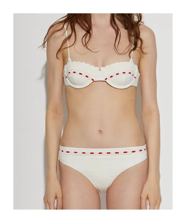 Posse Pia Scalloped Bikini Top - White