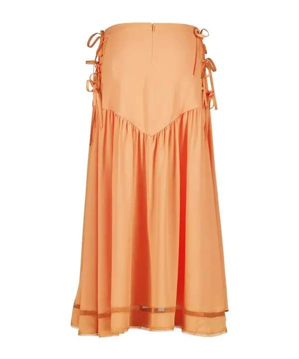 Rabanne Pleated Skirt With Tie Detail - Orange