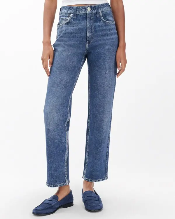Rag & Bone Straight Leg Jeans With Printed Logo Detail