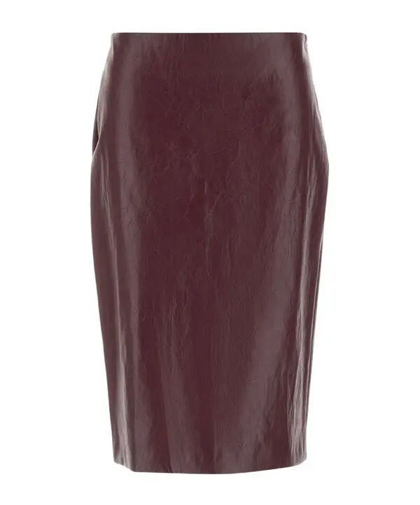 Marella Biada Faux Leather Pencil Skirt - Wine Red