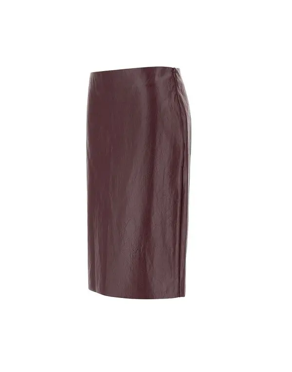 Marella Biada Faux Leather Pencil Skirt - Wine Red