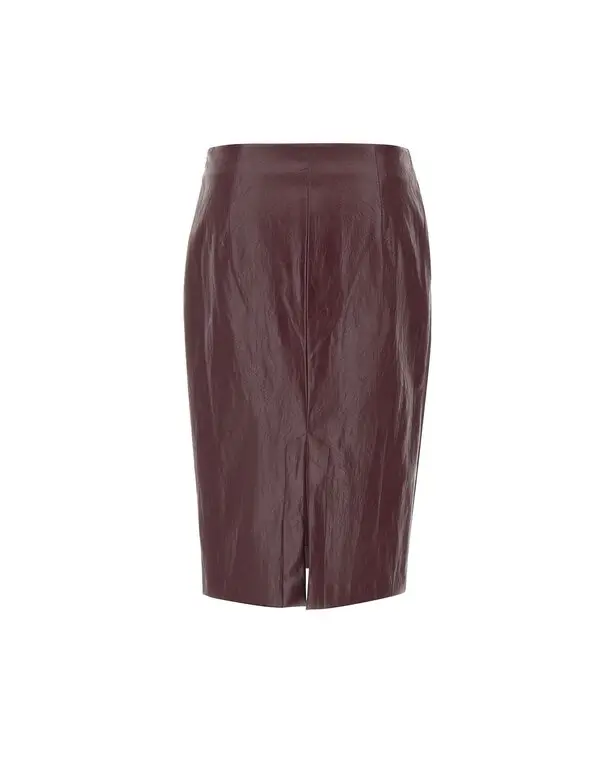 Marella Biada Faux Leather Pencil Skirt - Wine Red