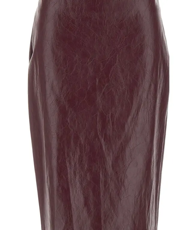 Marella Biada Faux Leather Pencil Skirt - Wine Red
