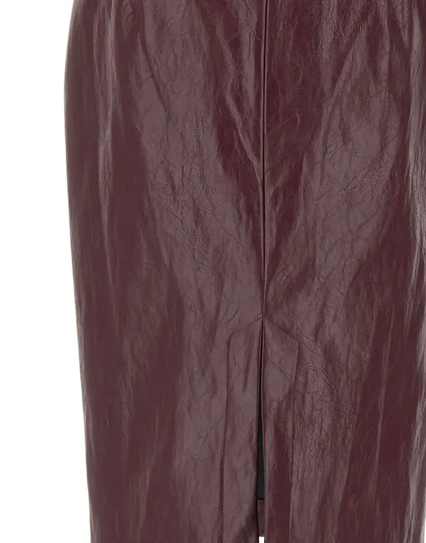 Marella Biada Faux Leather Pencil Skirt - Wine Red